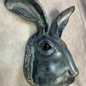 Big Gruff Looking Bunny to Hang on Your Wall, Glossy Surface, Ceramic ...