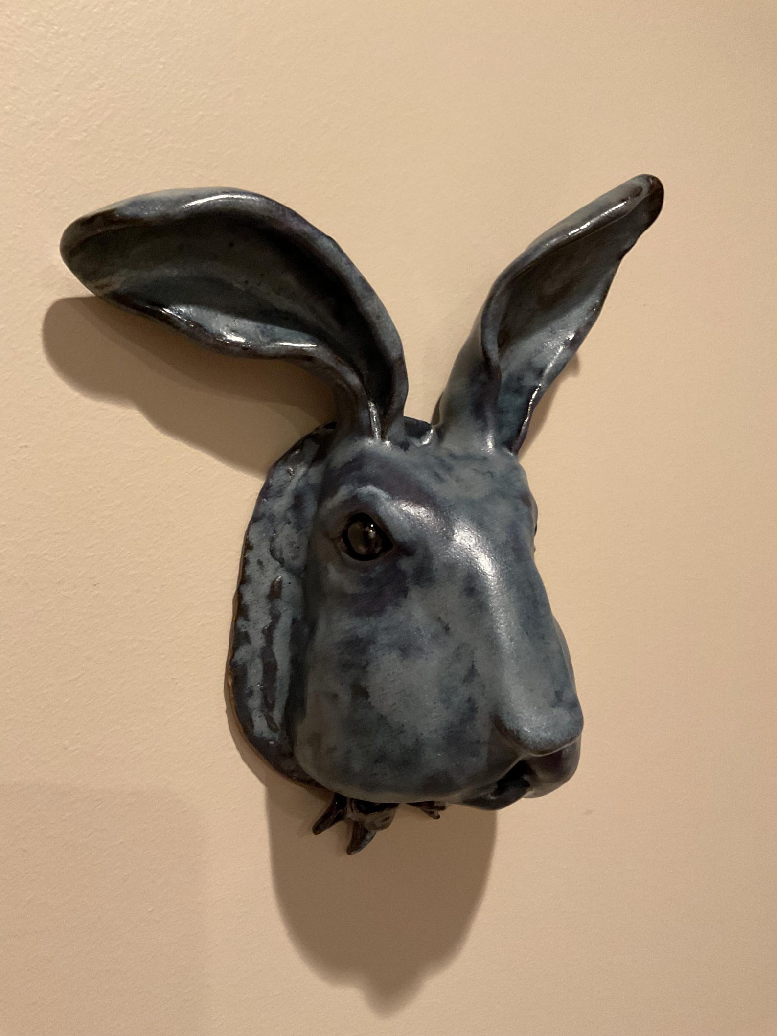 Big Gruff Looking Bunny to Hang on Your Wall, Glossy Surface, Ceramic ...