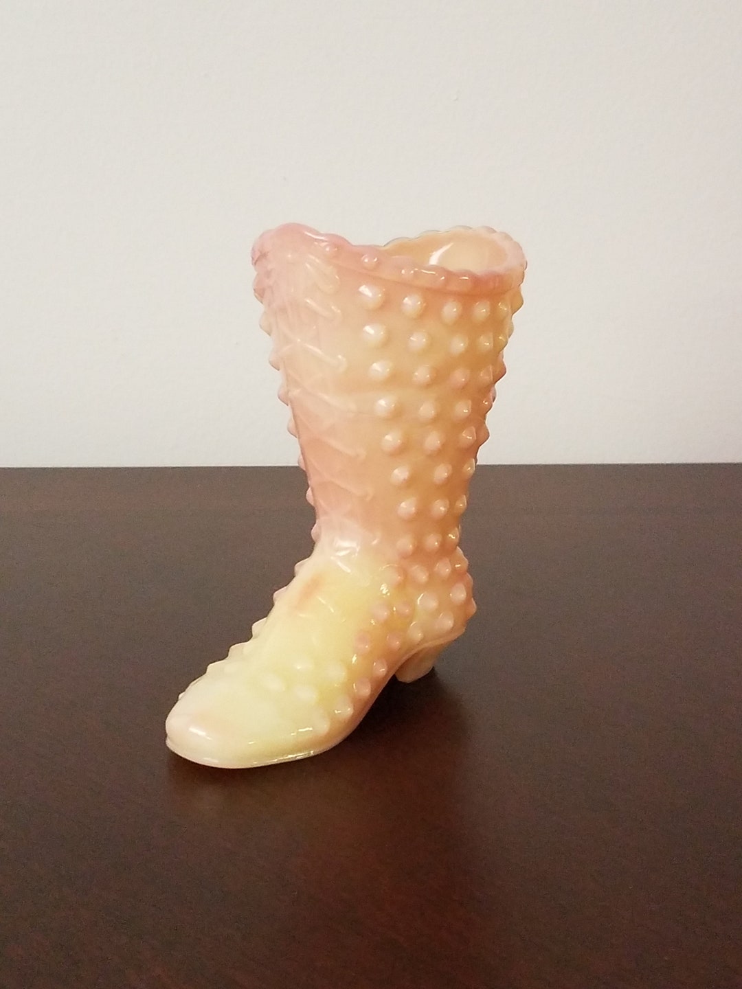 Fenton Burmese Glass Hobnail Boot - Etsy