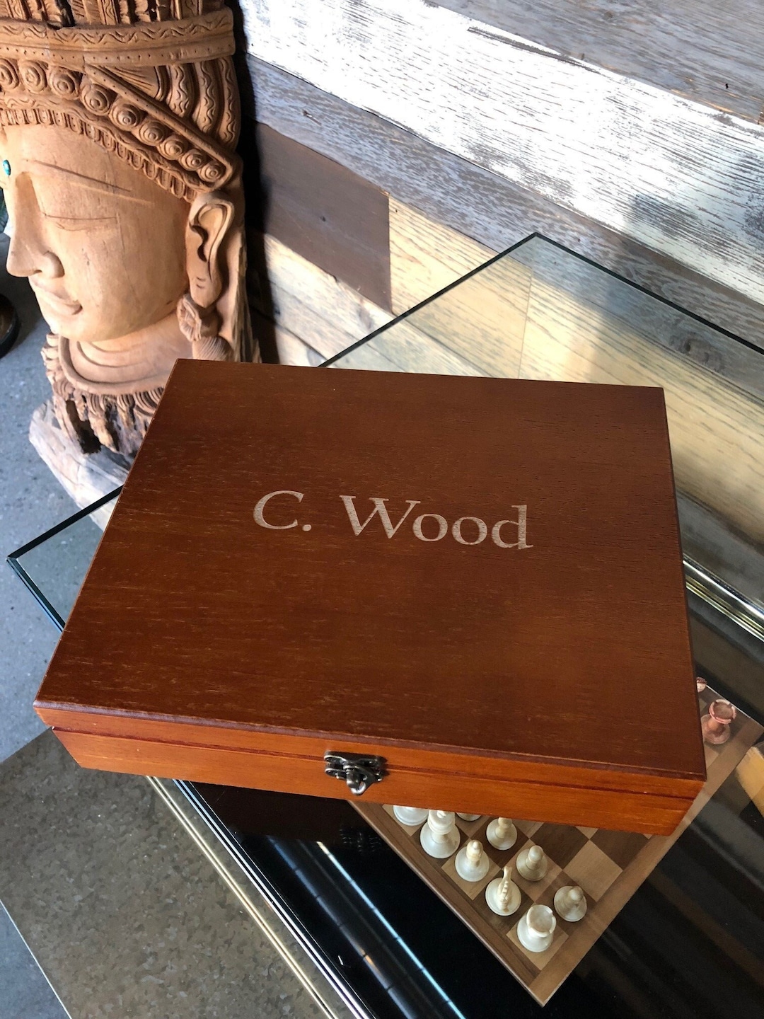 Personalized Wooden Shut the Box With Lid - Redwood Stained - Etsy