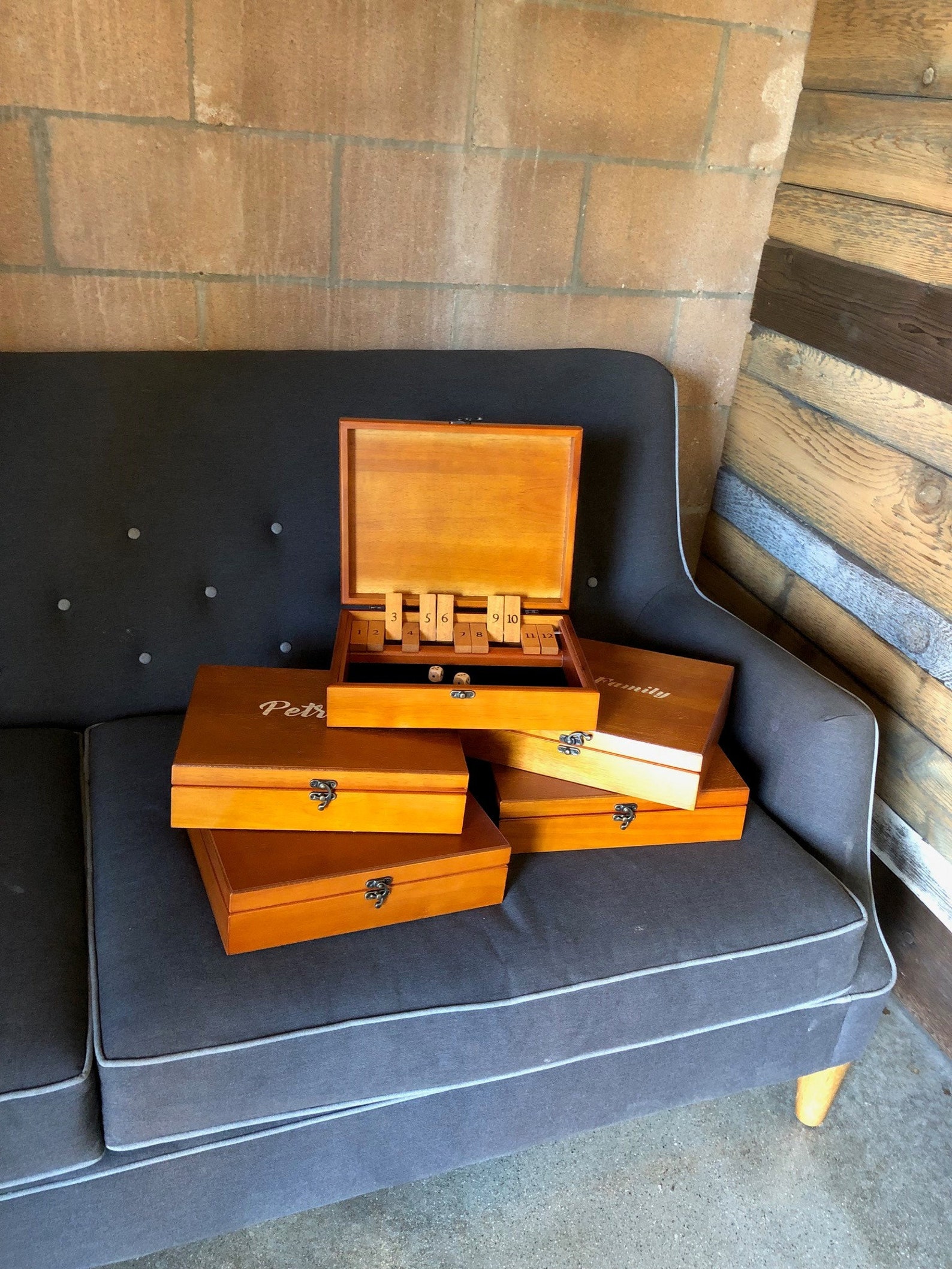 Personalized Wooden Shut the Box With Lid - Redwood Stained - Etsy