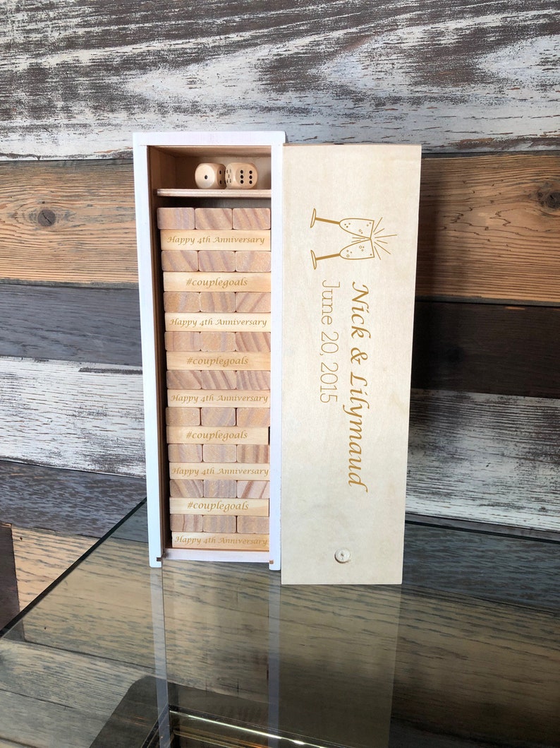 Personalized Wedding Guest Book Game, Engraved Wood Blocks With White ...