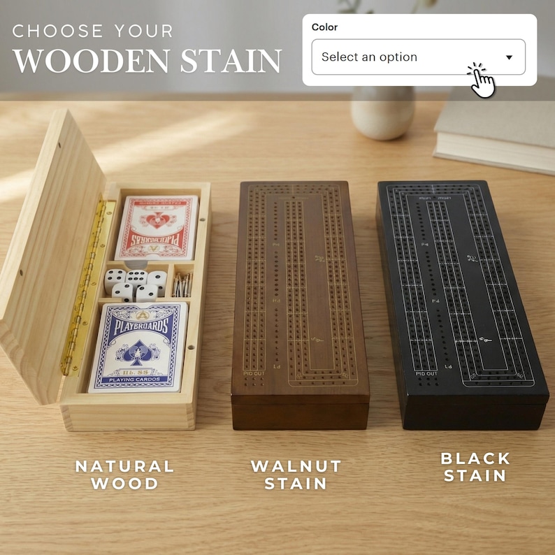 Personalized 3 Track Cribbage Board With 2 Card Deck Storage - Etsy