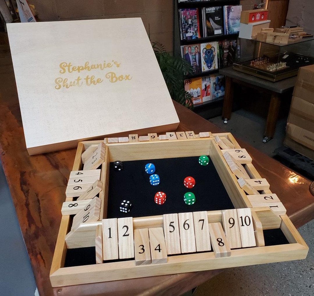 Personalized Large 4-player Shut the Box With Lid - Natural - Etsy