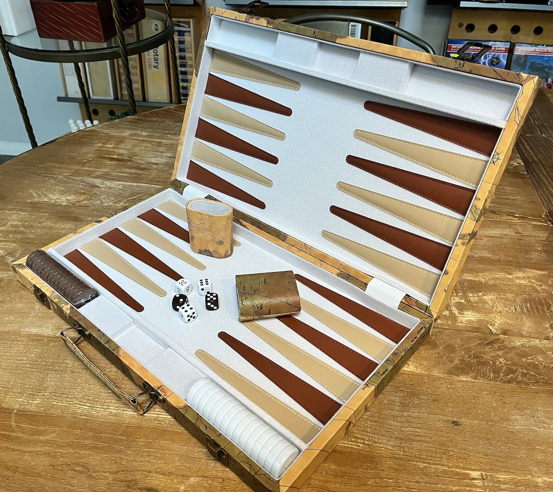 Personalized 18" Backgammon Set - Tan Map Style - Etsy