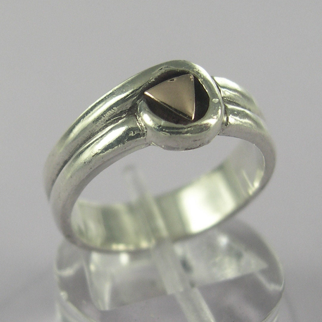 Sterling Silver & 14K Gold Triangle Pinky Ring - Etsy