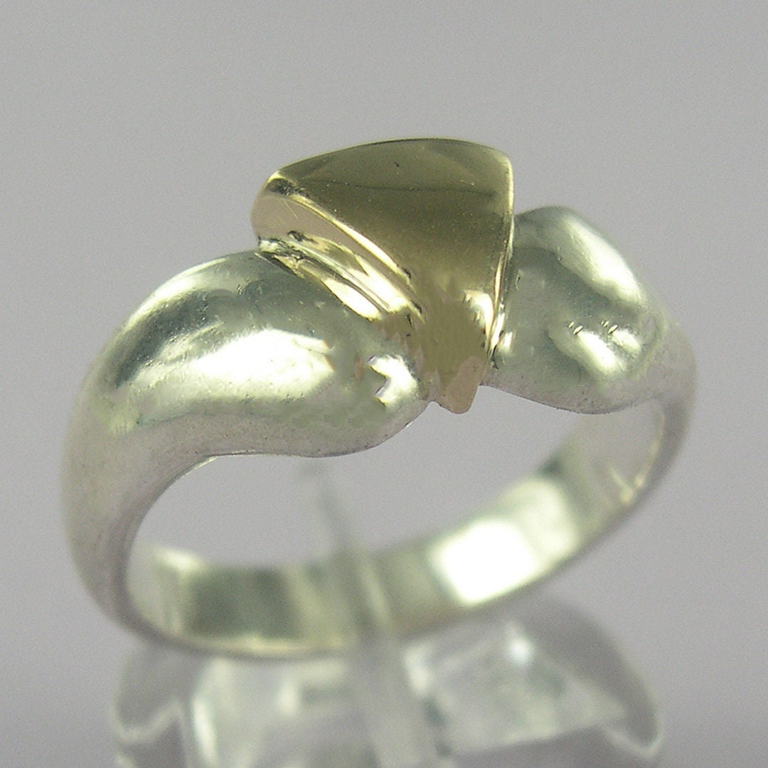 Triangle Ring-sterling Silver and 14K Gold - Etsy