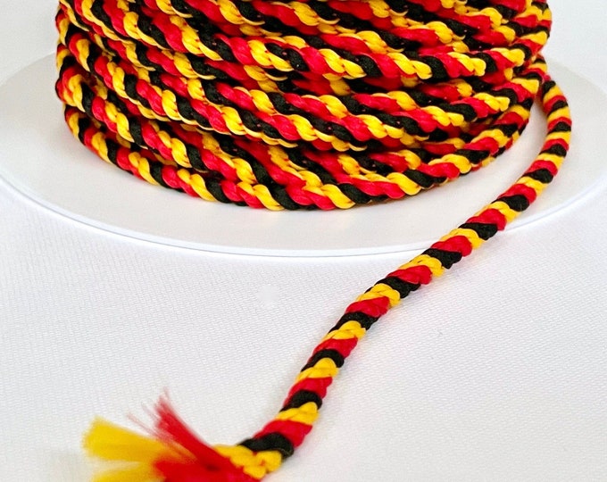 Red Yellow Brown Tricolor Cotton Cord 4mm in Diameter, Sold by the ...