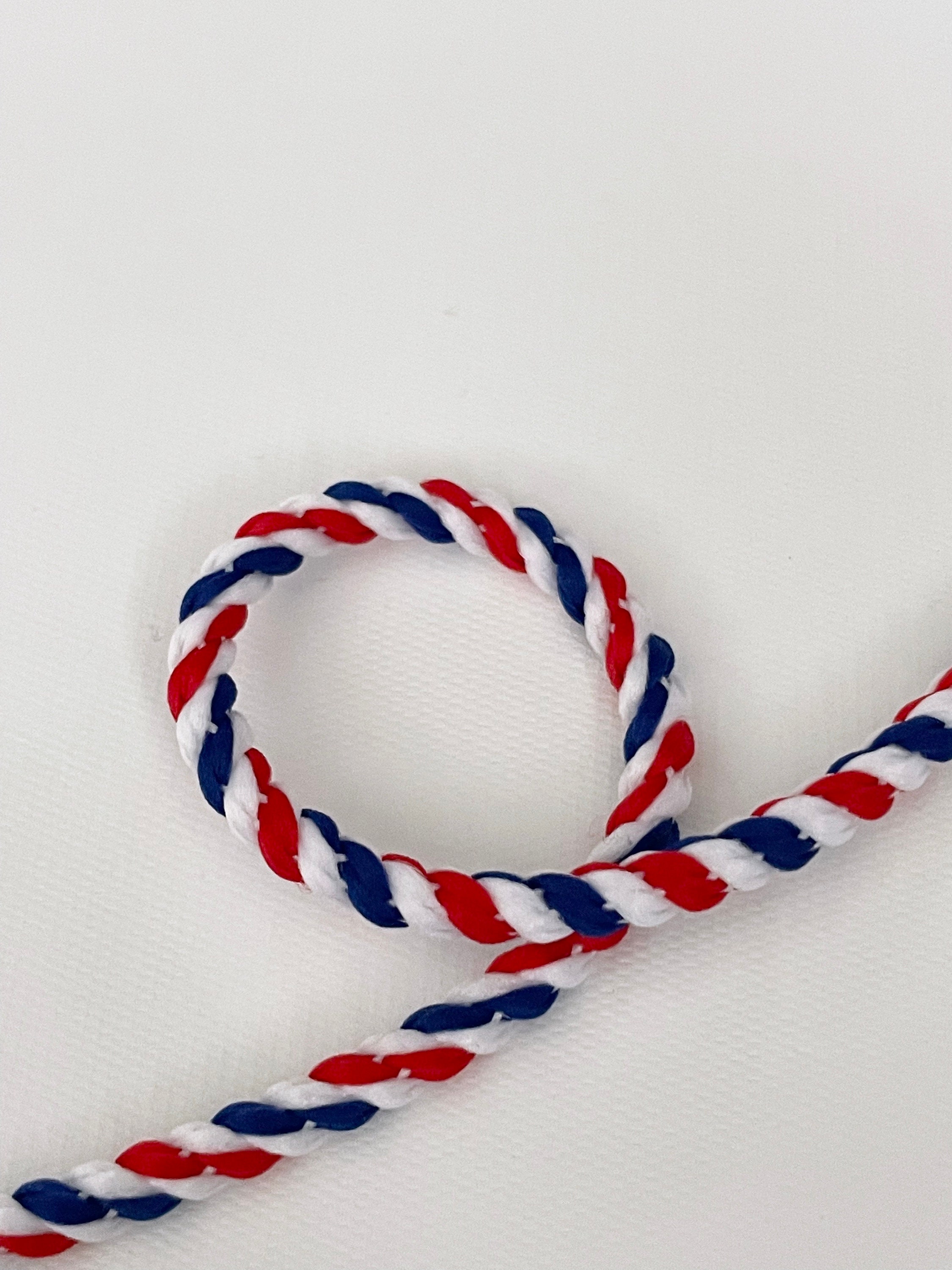 Papercraft Blue white red cotton tricolor cord 4mm in diameter sold per ...