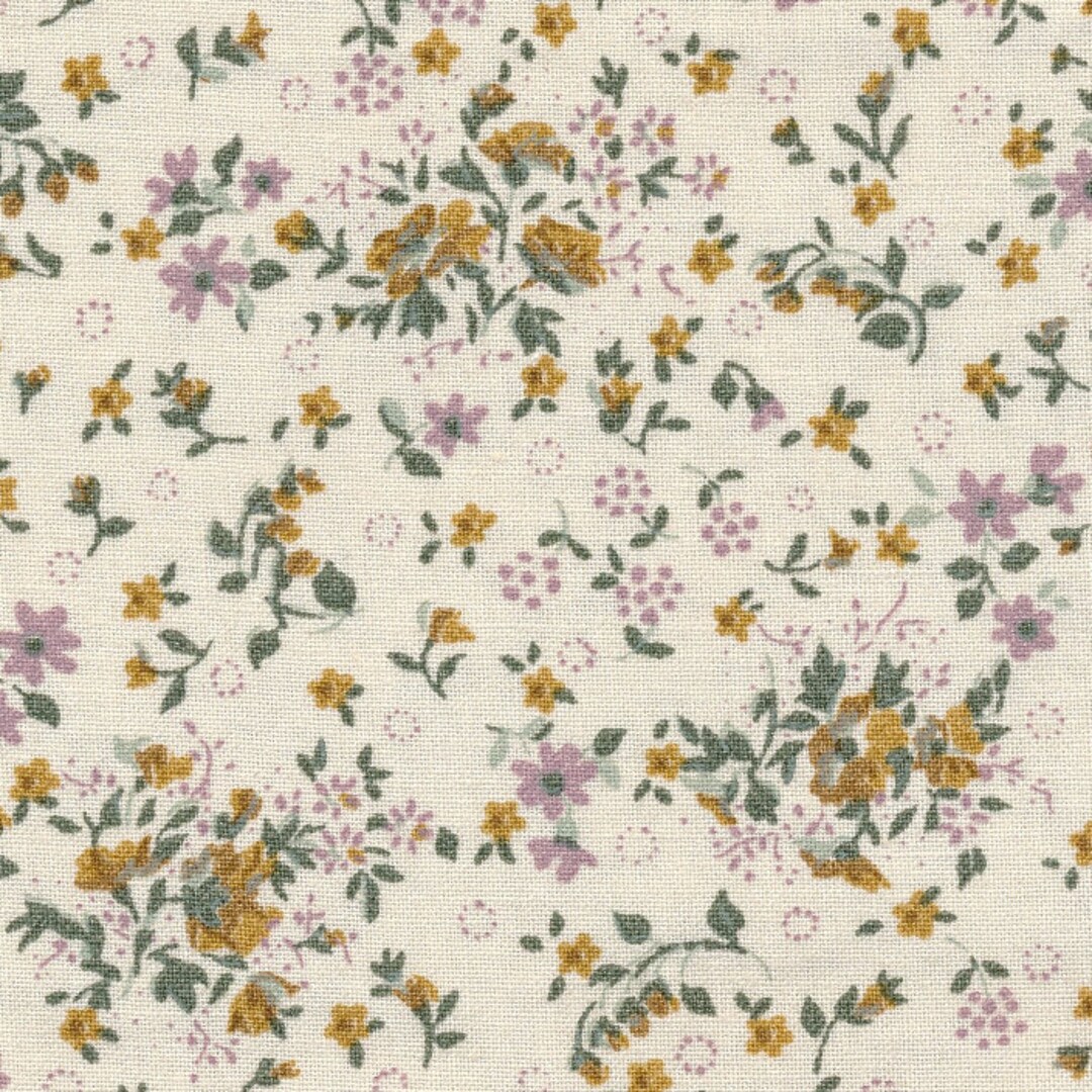 Ecru Coated Cotton Oilcloth With Liberty Style Floral Print Pattern ...