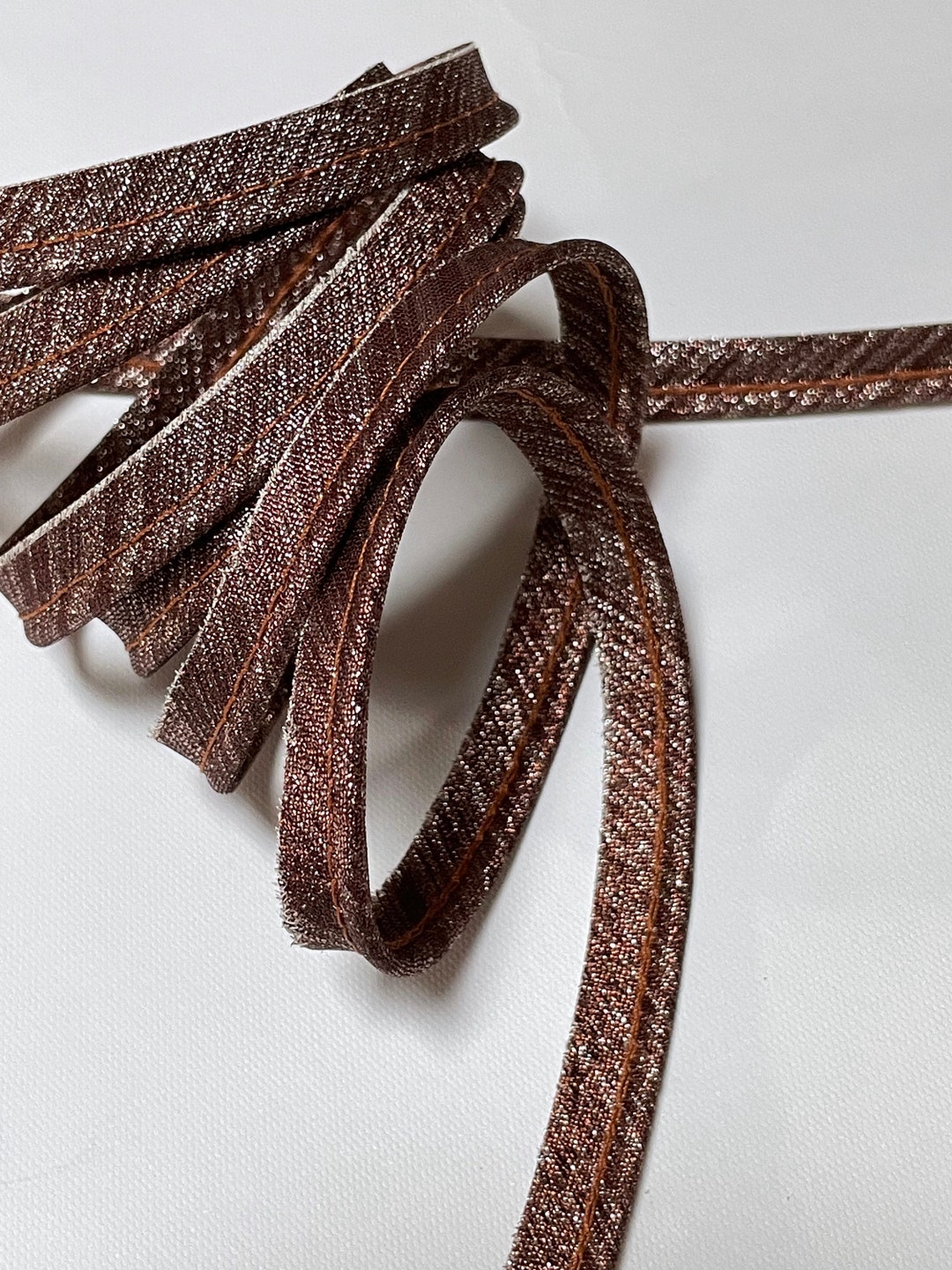 Metallic SEPIA Mordore Lurex Piping, Bias Protruding 10mm Wide 2mm Ø ...