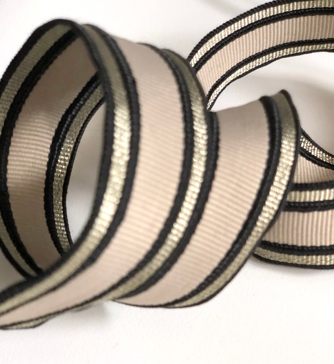 BEIGE Webbing Braid and Metallic SILVER Lurex 30mm Wide, Handle ...