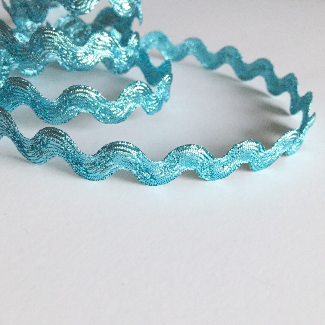 Turquoise Blue Serpentine in Metallic Lurex, Croquet to Sew in 6mm Wide ...