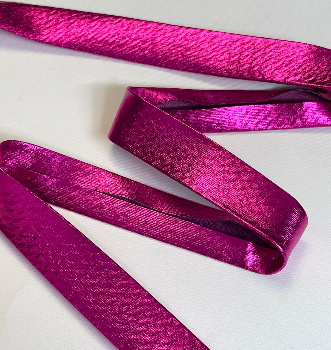 Fuchsia Pink Metallic Laminated Bias With Vinyl Effect Chevron Pattern ...