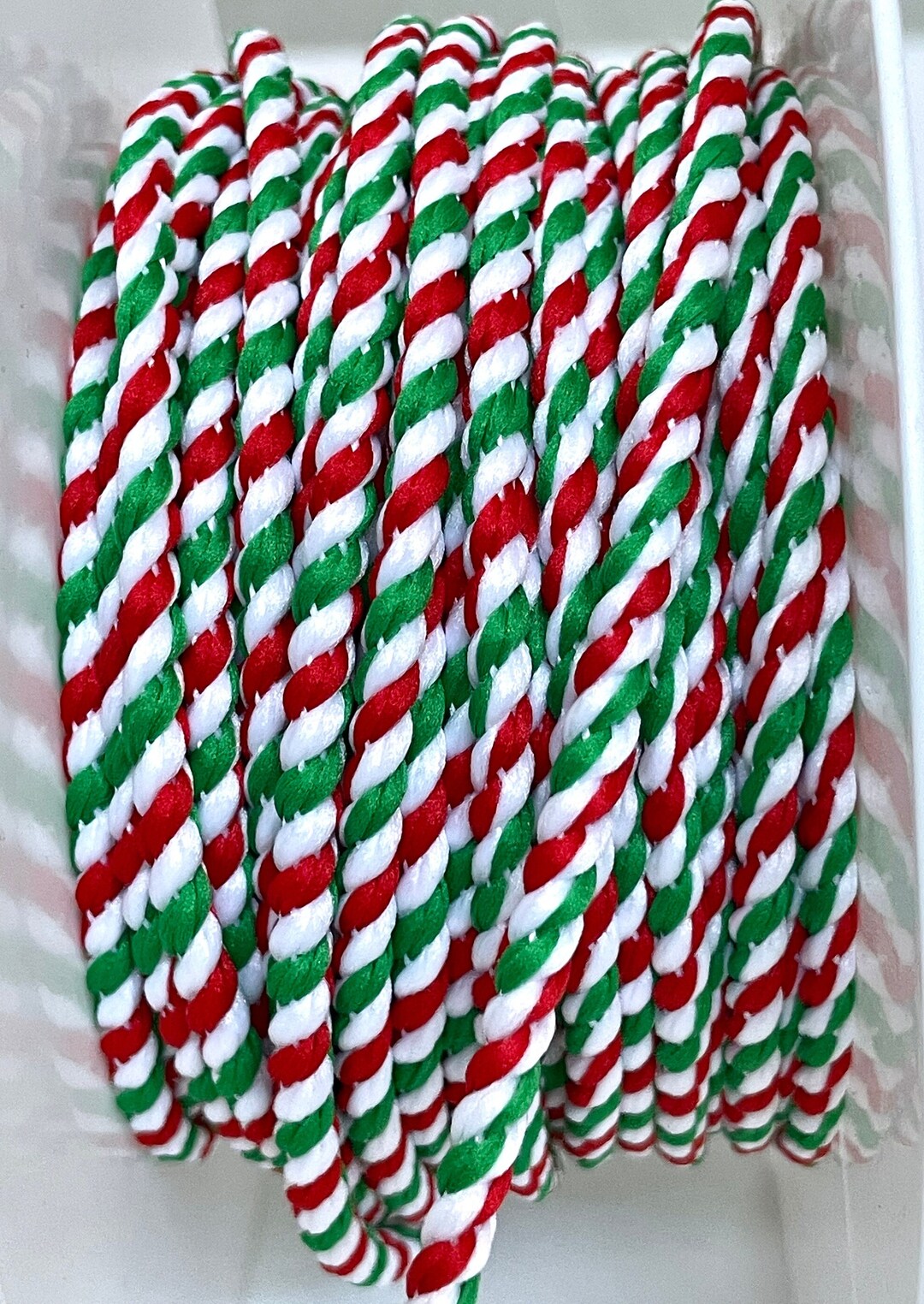 Italian Tricolor Cord in Green White Red in Cotton 4mm Diameter, Sold ...