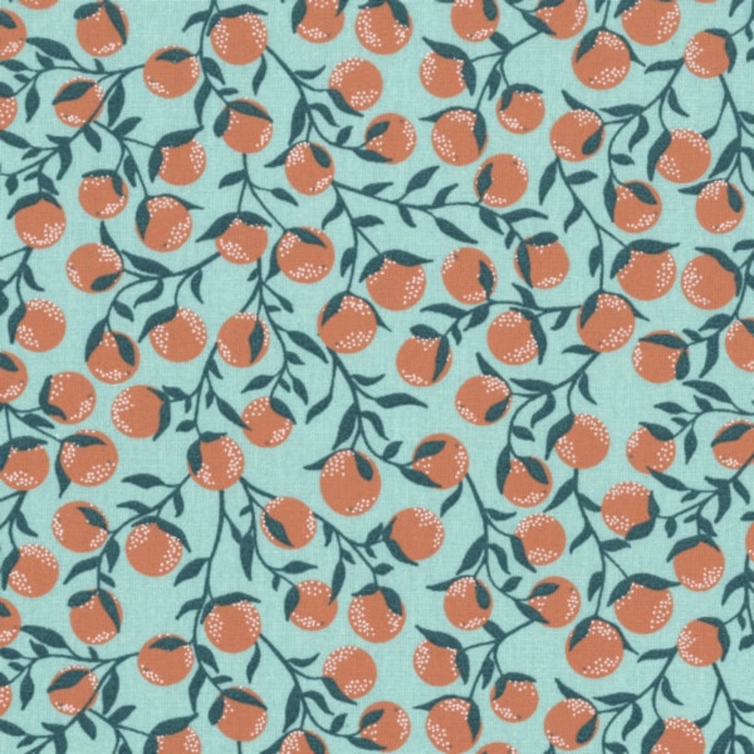 Oilcloth Printed Fruit in PVC Coated Cotton Orange Pattern, Sold in ...