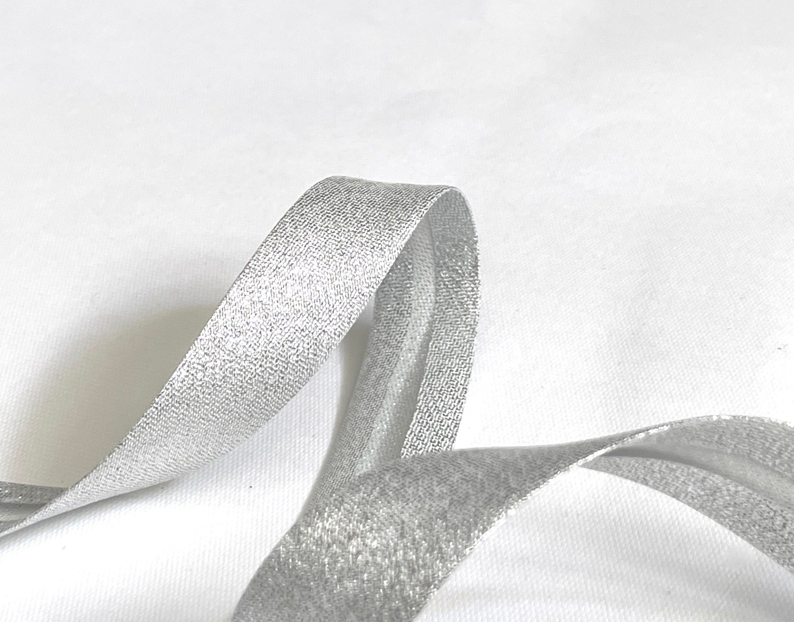 Silver Lamé Bias Binding in Metallic Lurex, Silver Bias Binding Folded ...