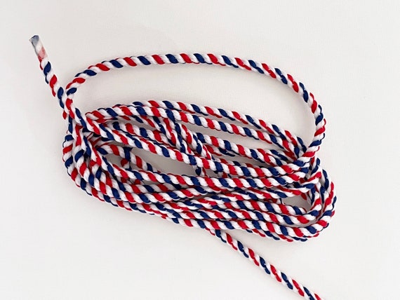 Papercraft Blue white red cotton tricolor cord 4mm in diameter sold per ...