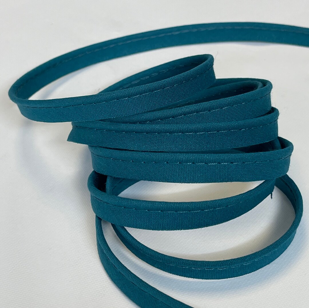 Duck Blue Piping in Plain Cotton, Protruding 2mm Ø and 10mm Wide, Sold ...