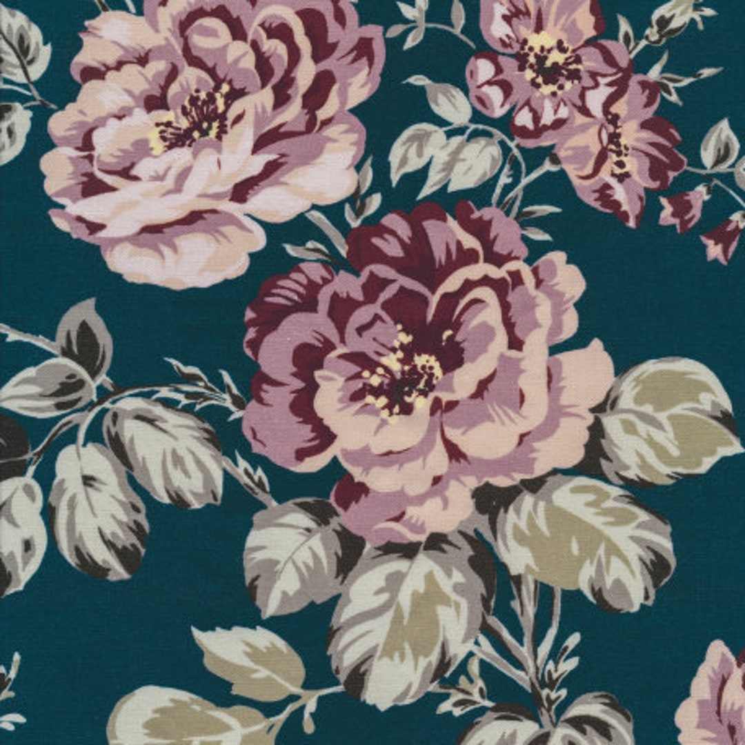 Coated Cotton Oilcloth With Floral Pattern of Bouquets of Roses on Old ...