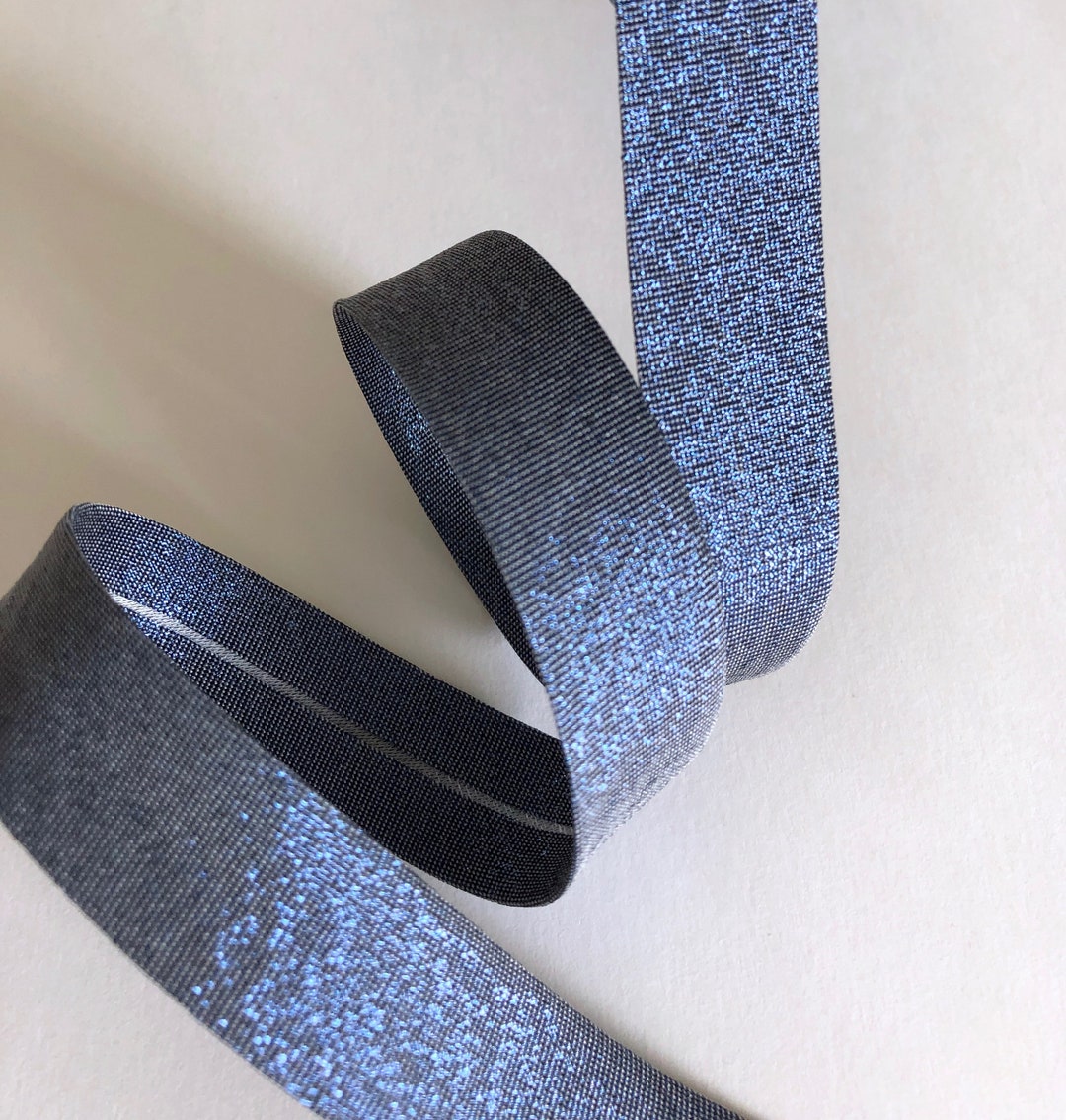 Blue Laminated Bias Binding in Metallic Midnight Blue Lurex, Folded 2 ...