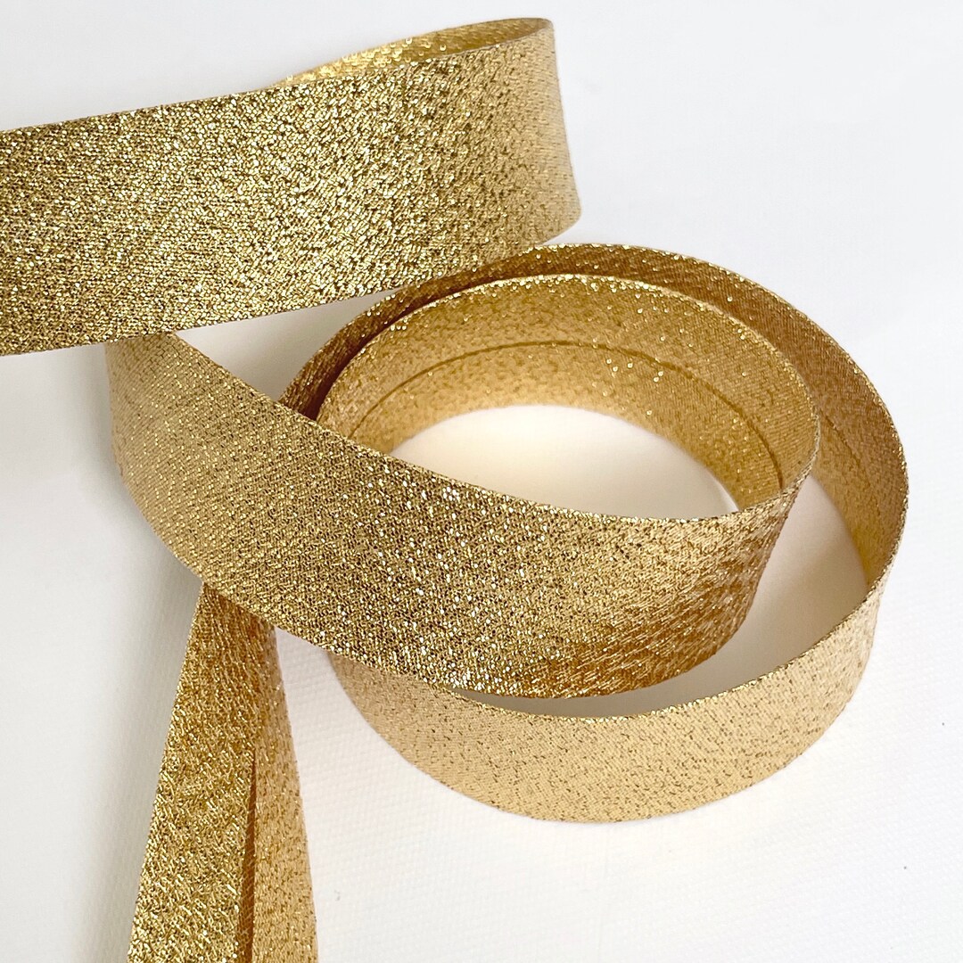 Folded Yellow Gold Gold Metal Laminated Bias Binding, Folded Bias ...
