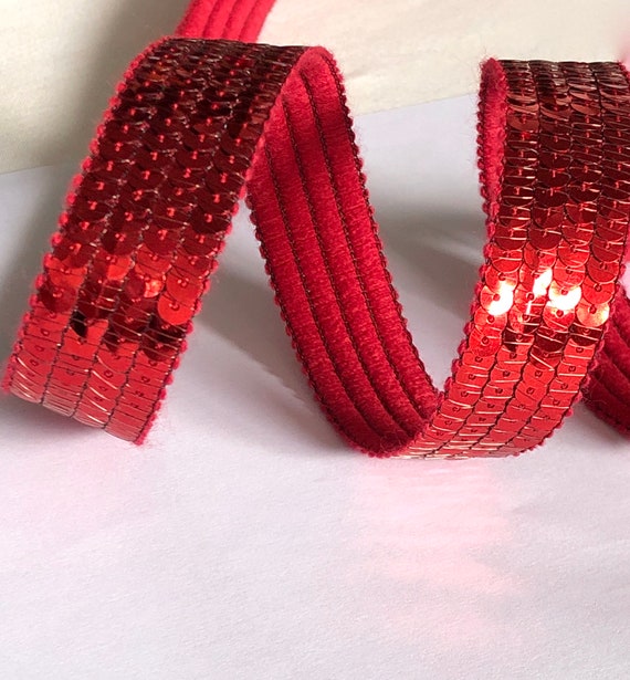 Galon sequins round sequins RED on 4 rows 2 cm for creation | Etsy