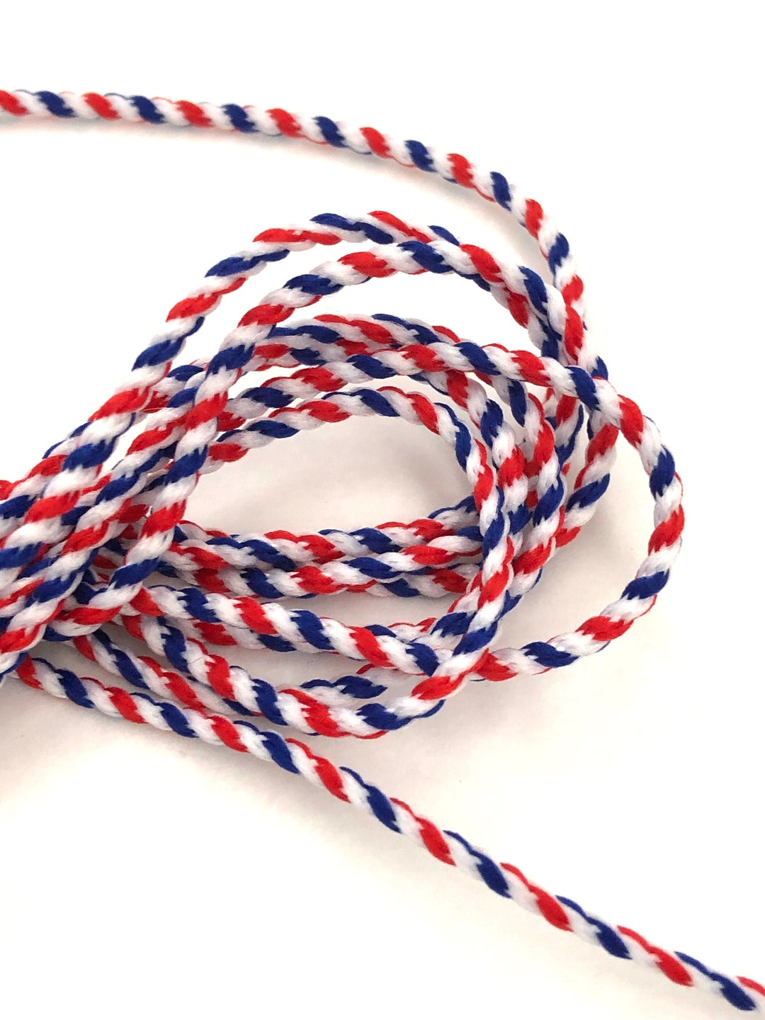 Cordelette tricolore bleu blanc rouge en coton 2mm de diamètre, vendu ...