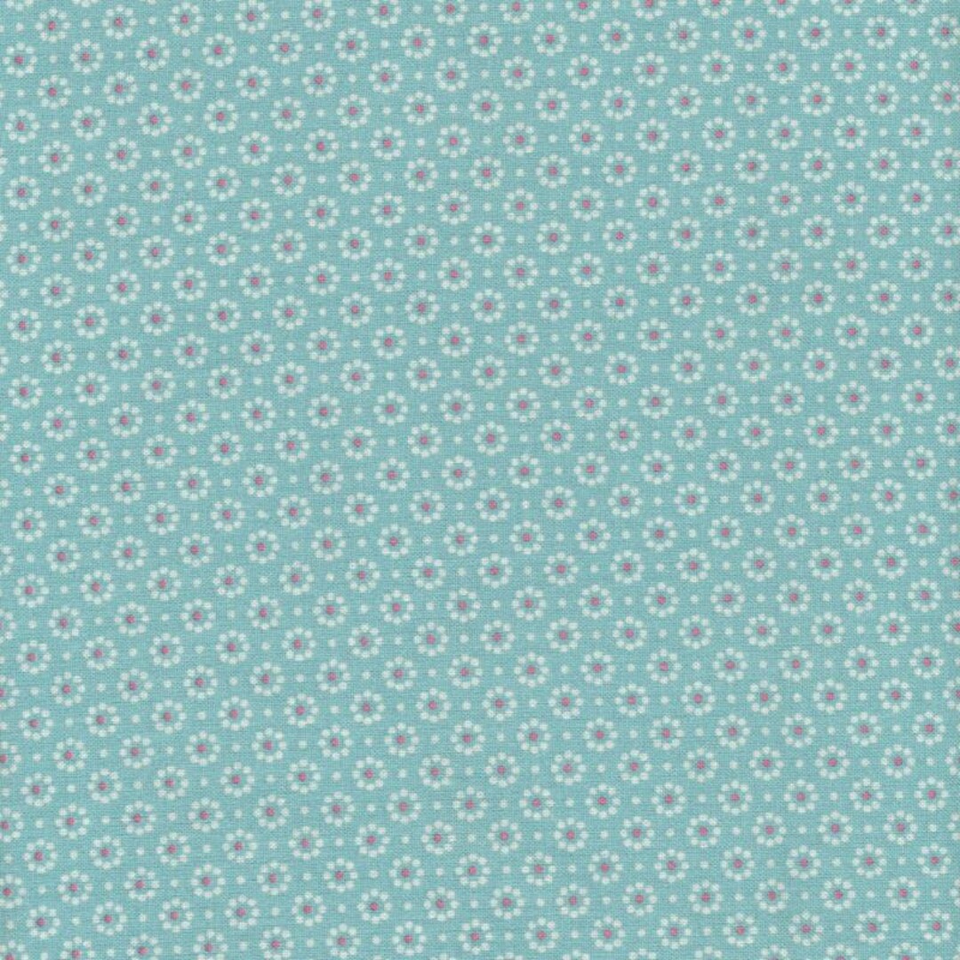 Turquoise Blue Oilcloth With Small White Flower Pattern, for Making ...