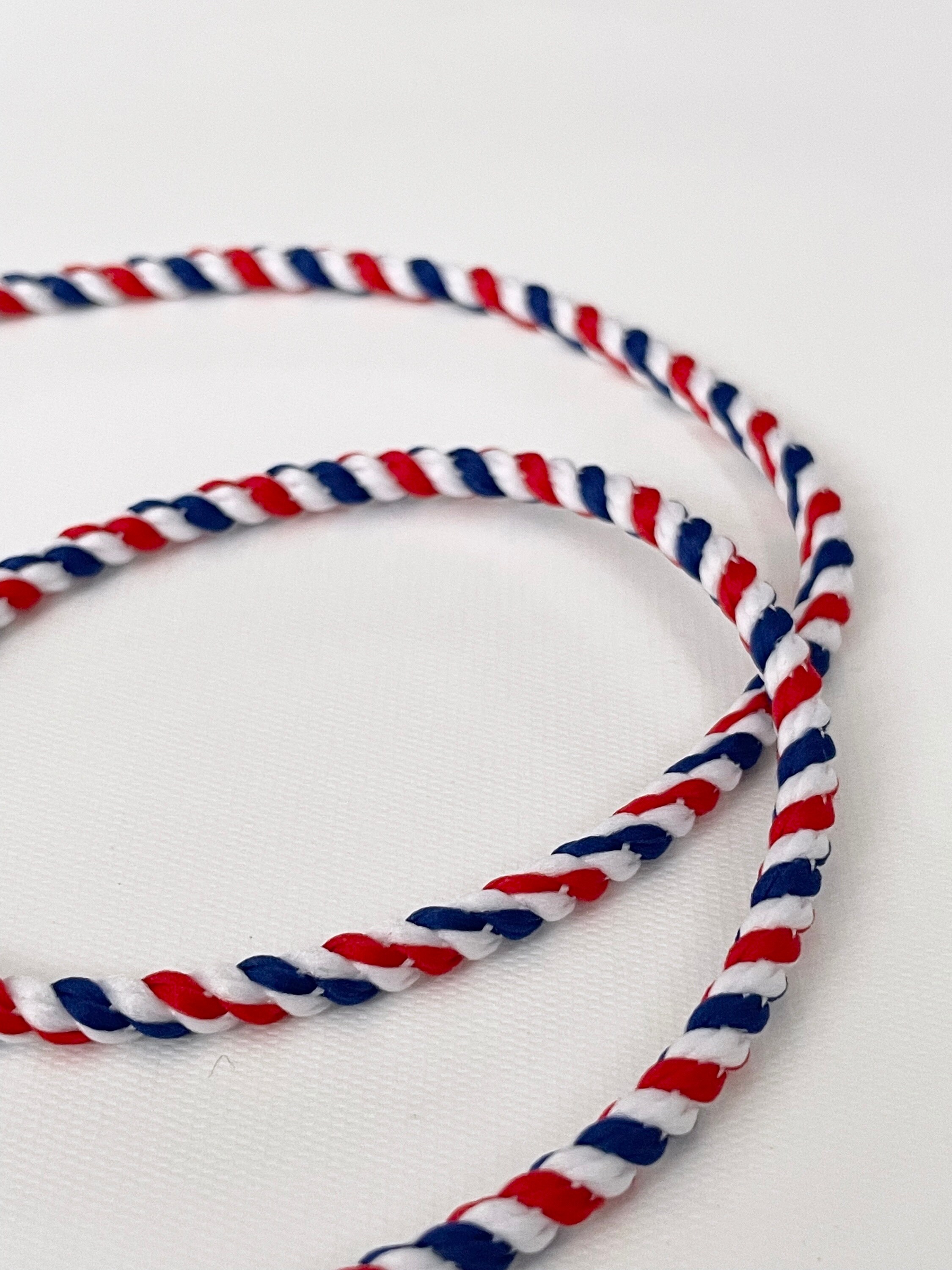 Papercraft Blue white red cotton tricolor cord 4mm in diameter sold per ...