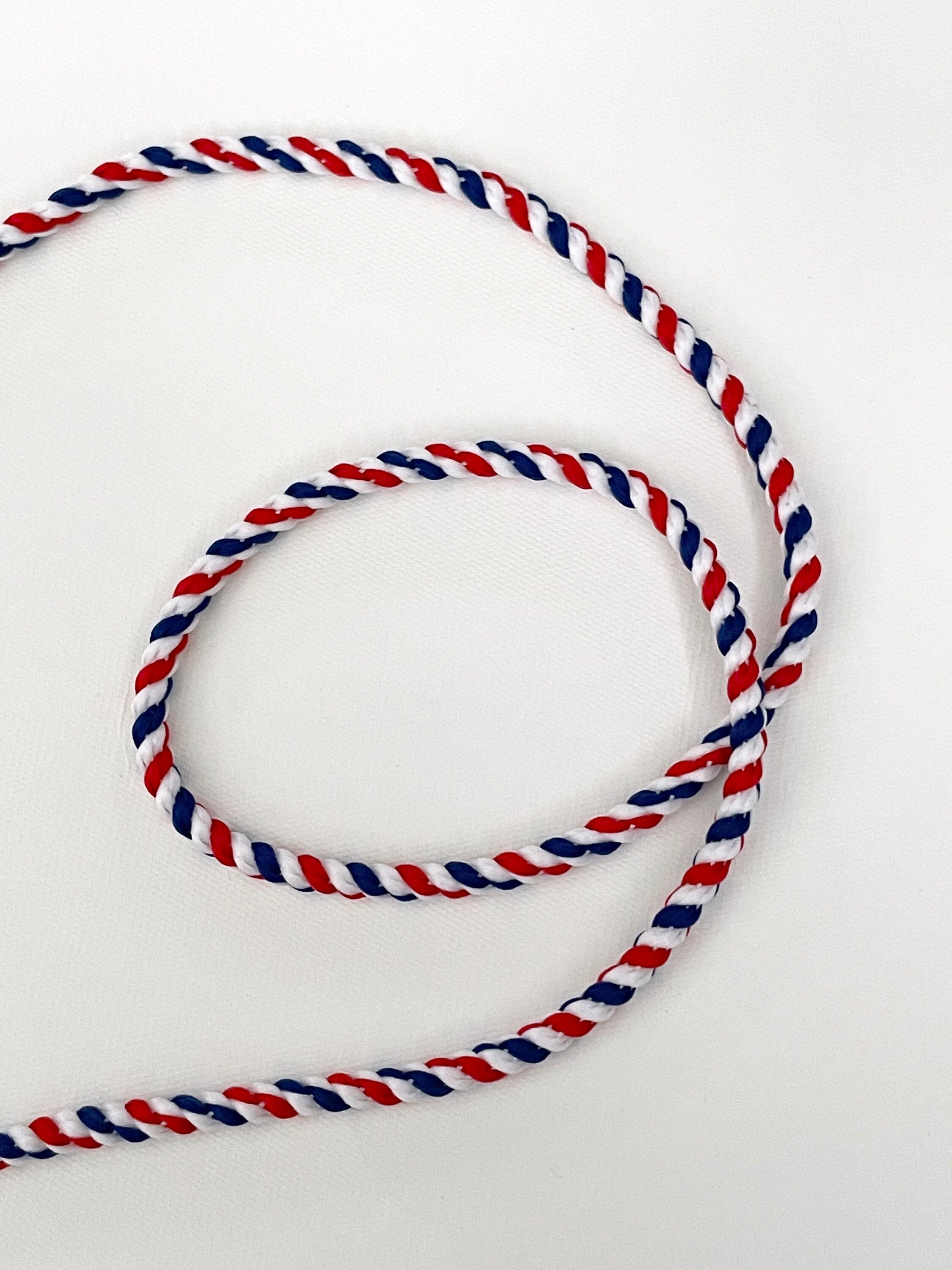 Papercraft Blue white red cotton tricolor cord 4mm in diameter sold per ...