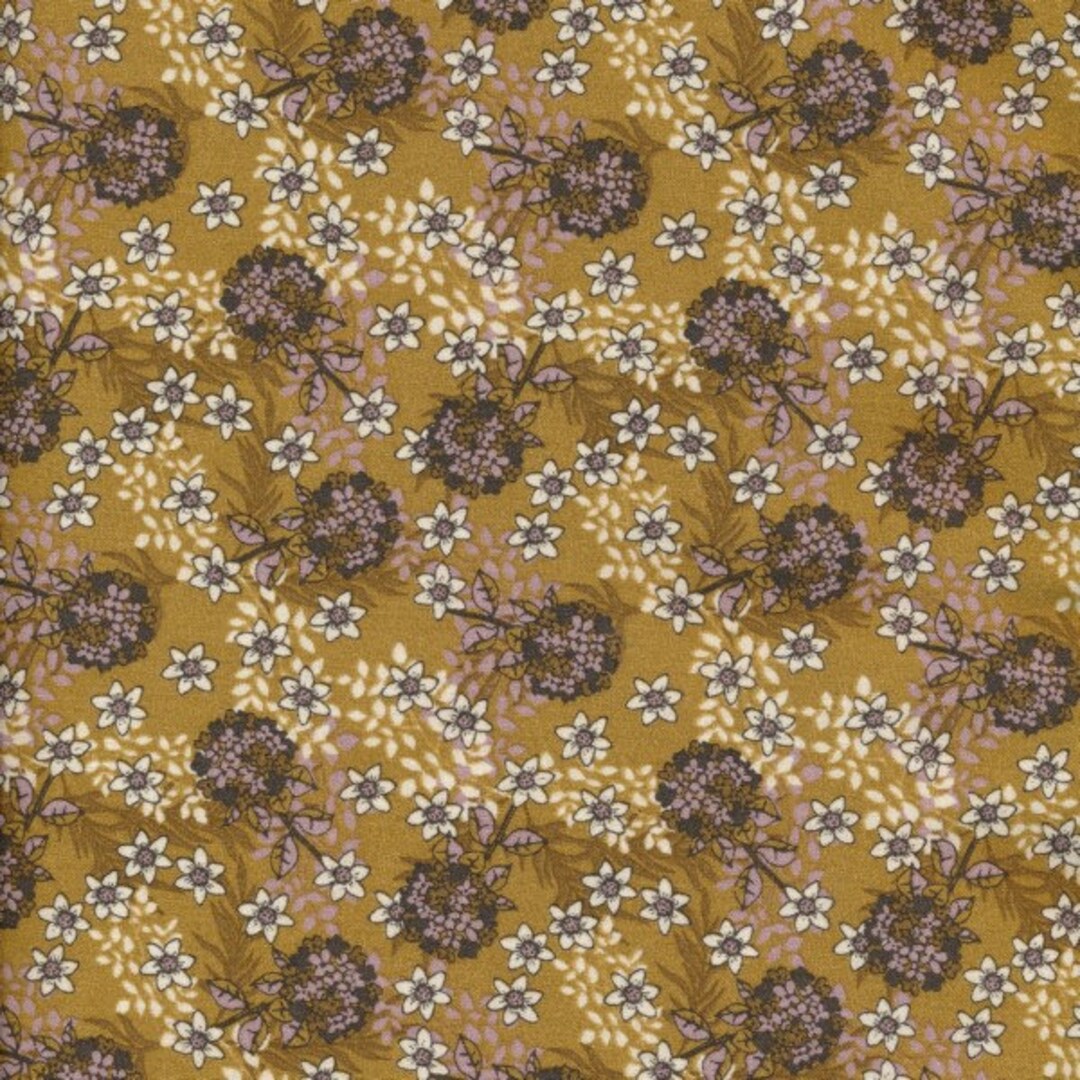 Oilcloth With Floral Pattern, Semi-small Flowers in Ochre Tones, Sold ...