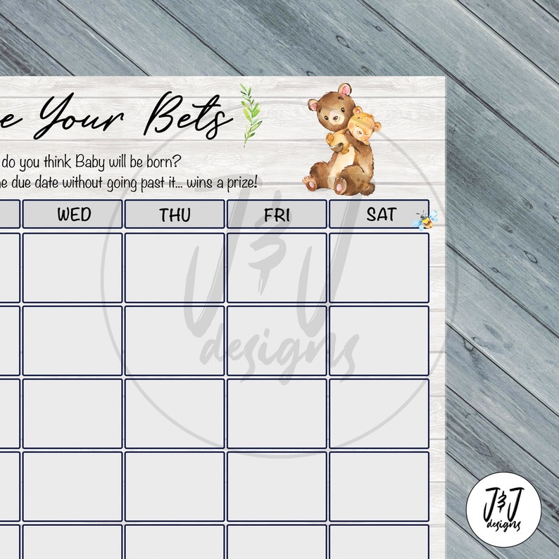 Place Your Bets Woodland Unisex Baby Shower Activity Baby | Etsy