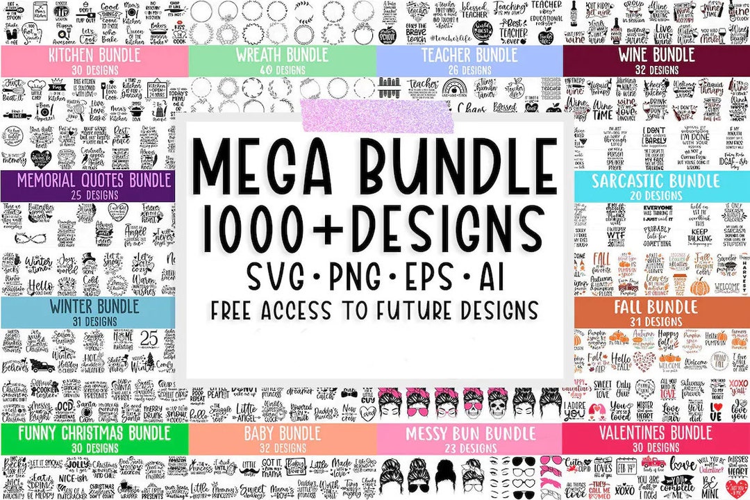 Mega SVG Bundle, T Shirt Designs SVG, Svg Files for Cricut, Silhouette ...