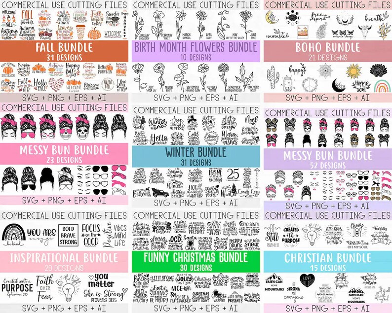 Mega SVG Bundle, T Shirt Designs SVG, Svg Files for Cricut, Silhouette ...