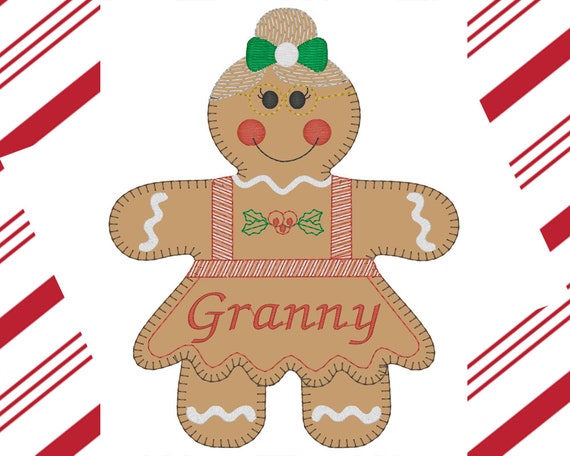 Gingerbread Grandma Embroidery Design Gingerbread Ornament | Etsy
