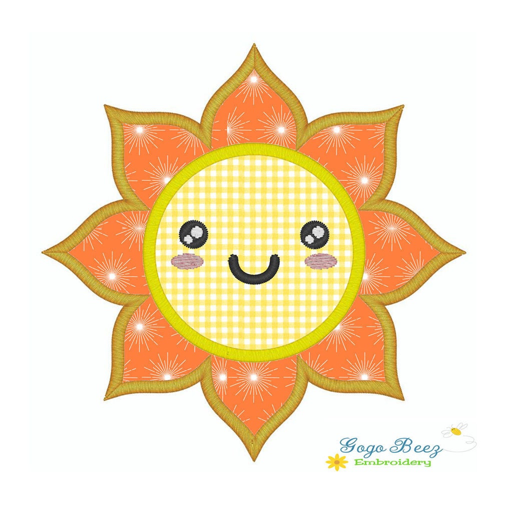 Sun Applique Design Sunshine Embroidery Design Summer - Etsy