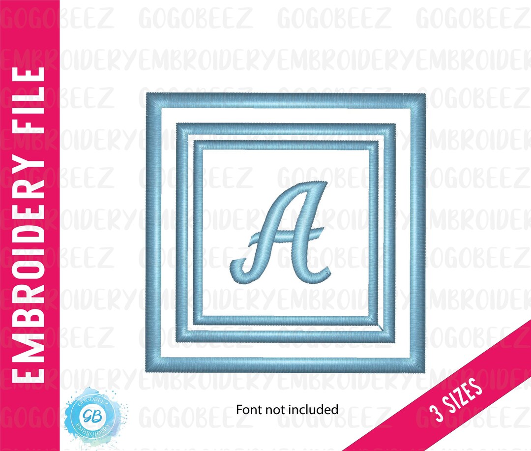 Square Monogram Frame Embroidery Monogram Embroidery Wedding - Etsy