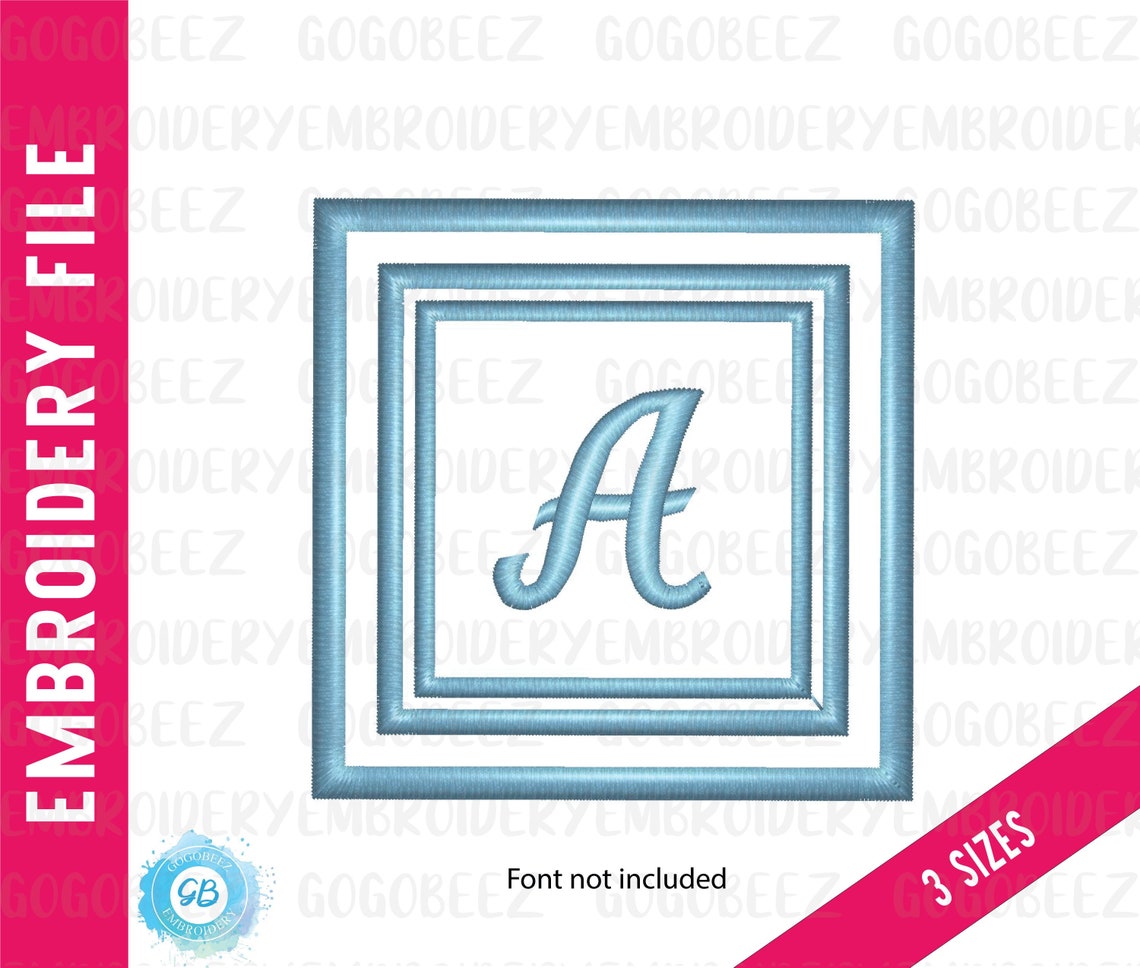 Square Monogram Frame Embroidery Monogram Embroidery Wedding - Etsy