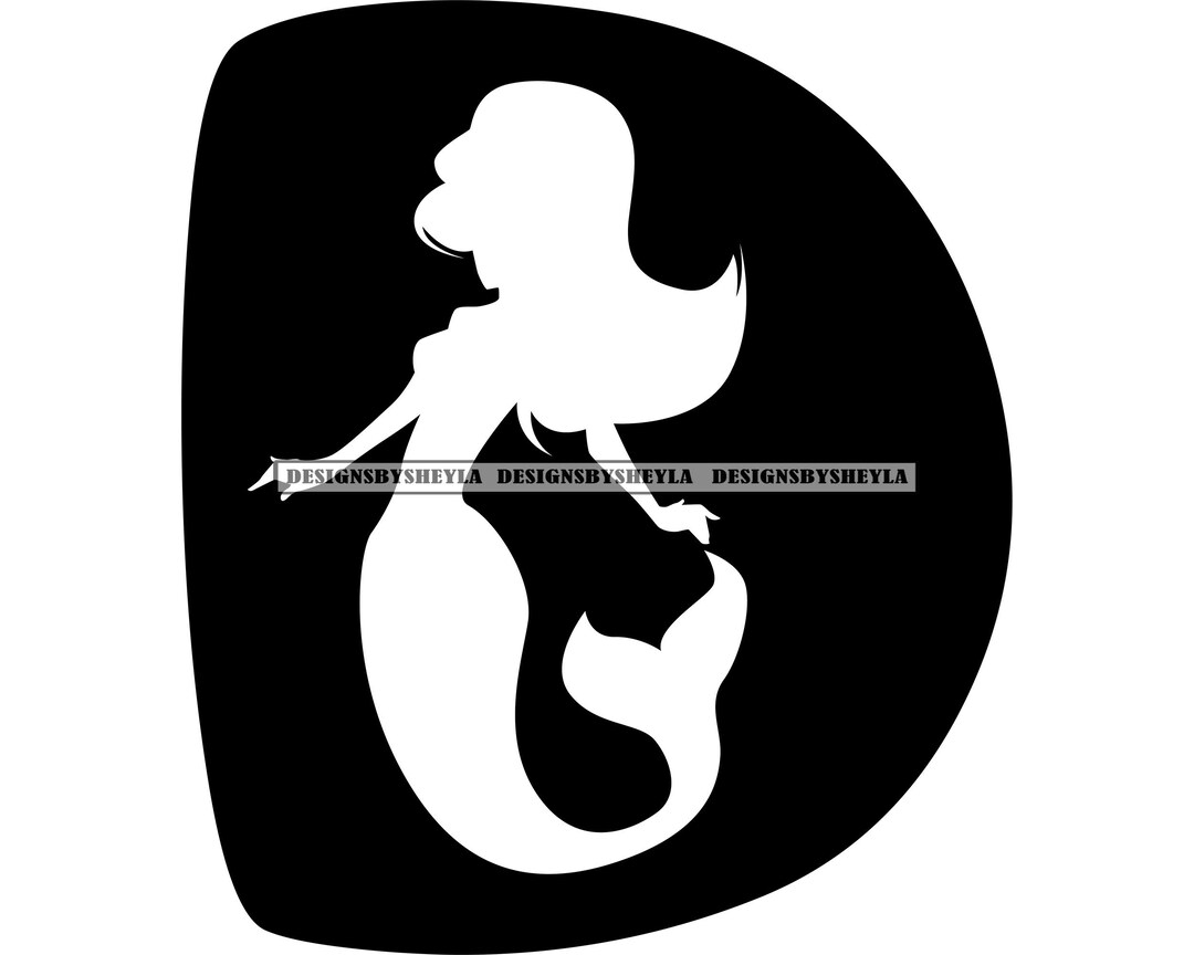 Mermaid Silhouette Alphabet Letter D Fantasy Mythology - Etsy