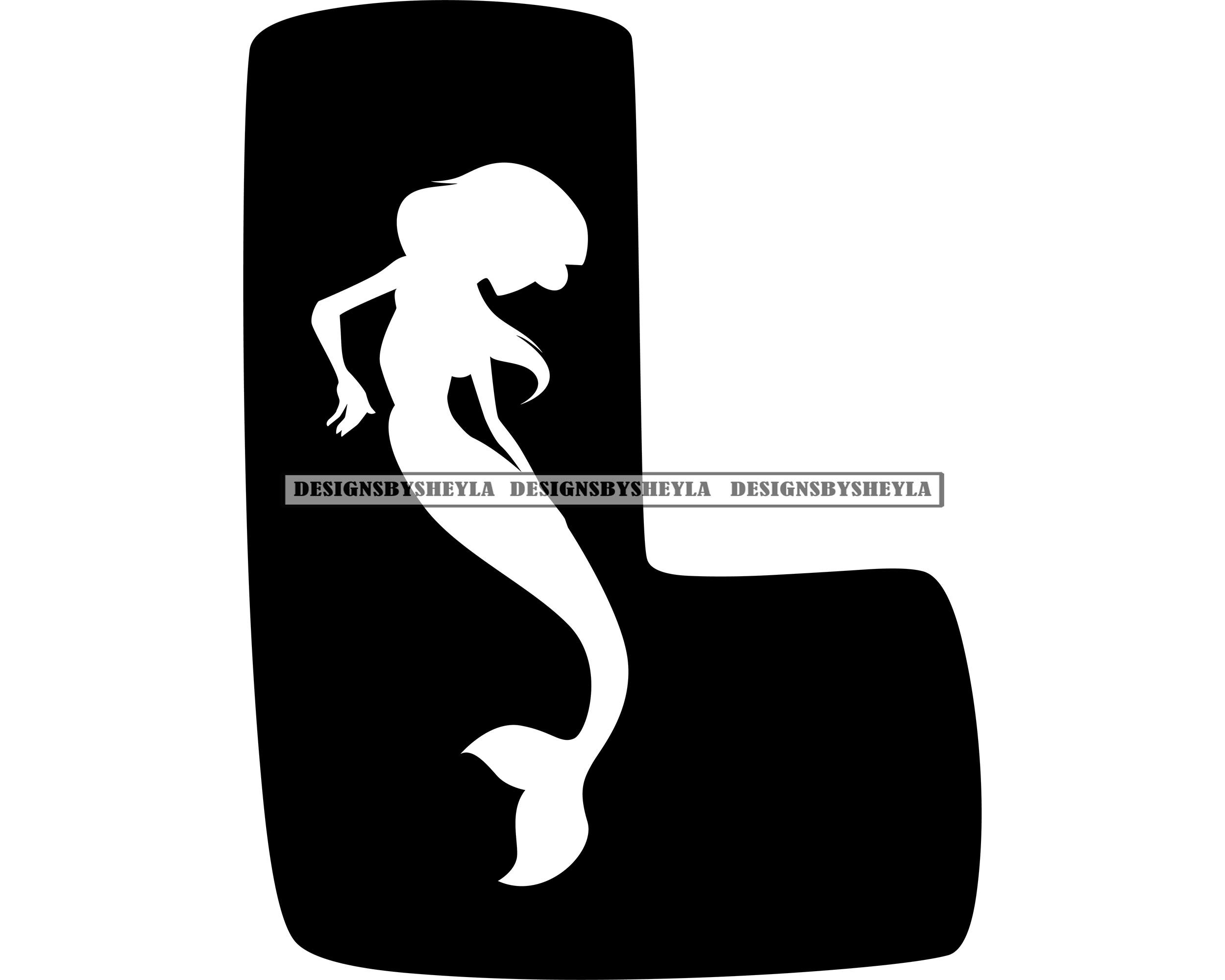 Mermaid Silhouette Alphabet Letter L Fantasy Mythology - Etsy