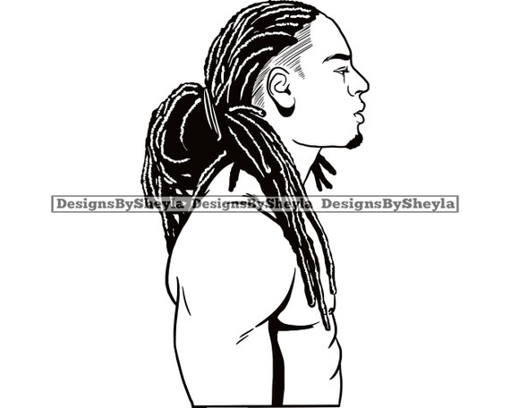 Portrait Beautiful African Man Dreads Profile Svg Png Etsy