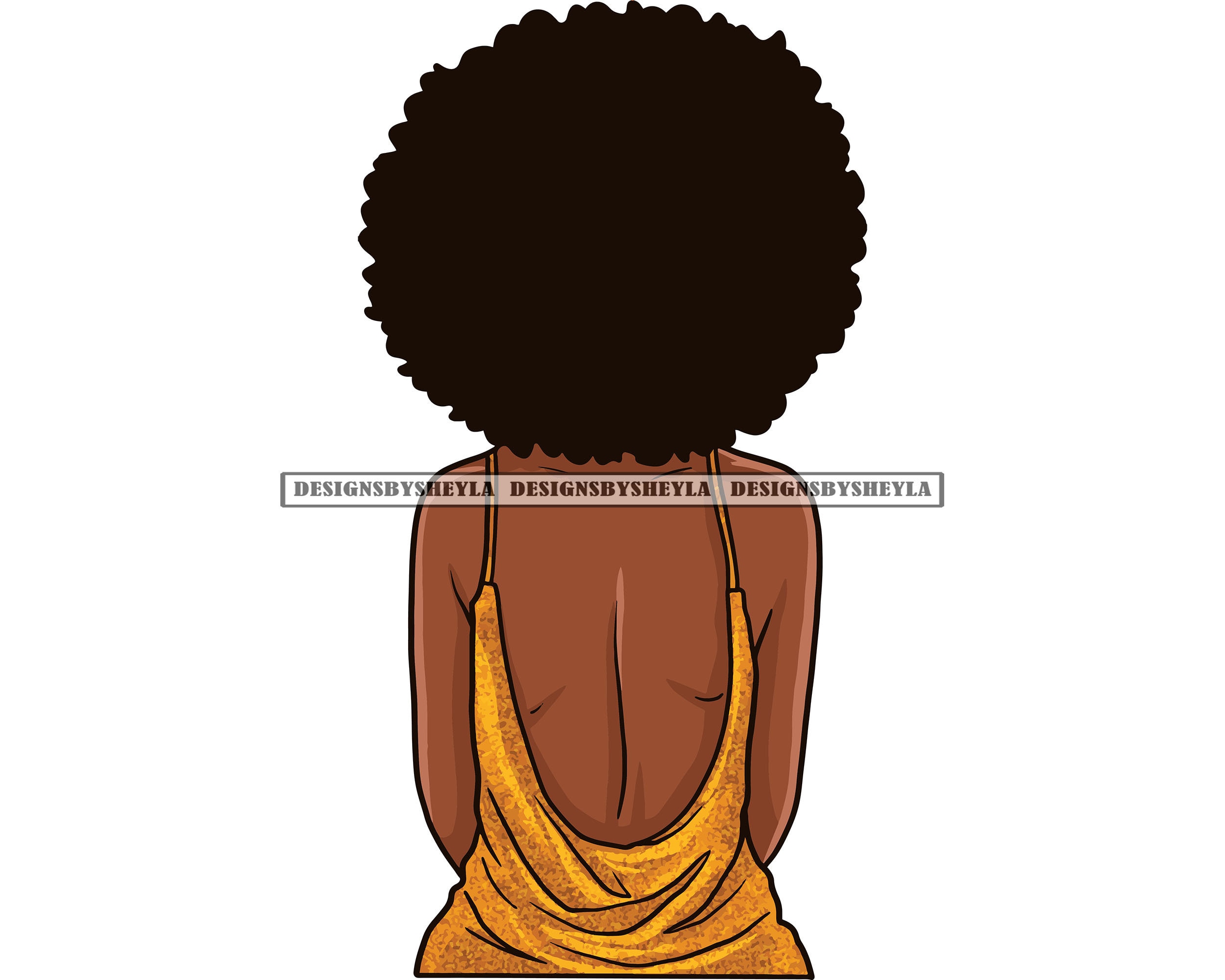 Sexy Afro Diva Woman Back Afro Hair Beautiful Open Back Golden - Etsy