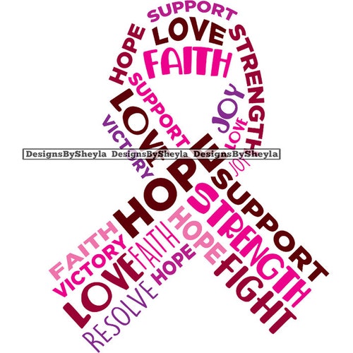 Breast Cancer Ribbon Awareness Fight Hope Faith PNG SVG | Etsy