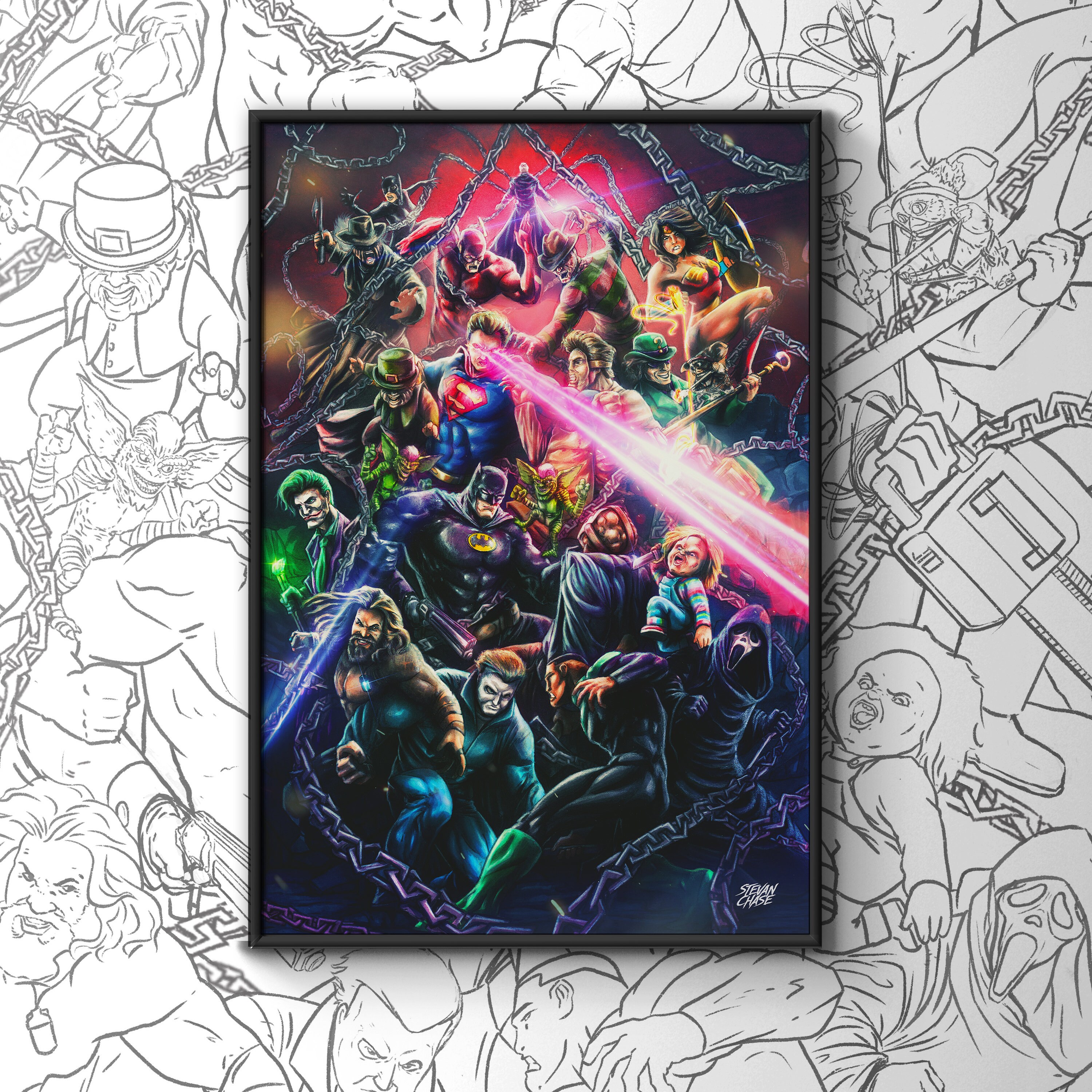 Horror VS Marvel DC POSTERS Spiderman Michael Myers Joker | Etsy