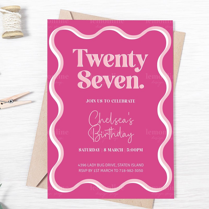 Pink Invitations - Etsy