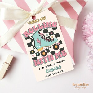Roller Skating Birthday Favor Tag, Skate Party Birthday Gift Tag ...