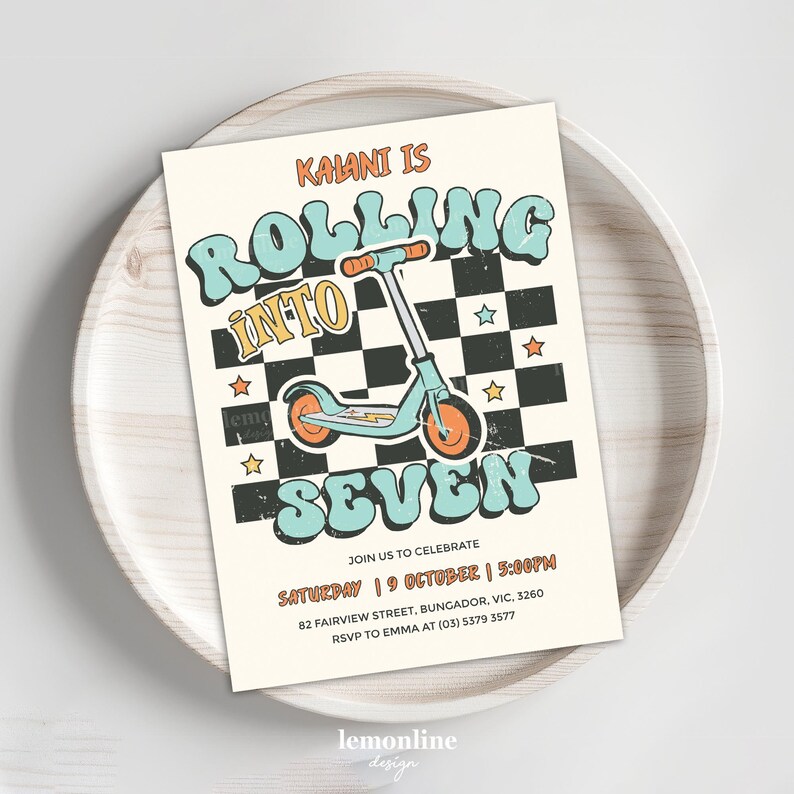 Kick Scooter Birthday Invitation, Scooter Invitation, Scooter Birthday ...