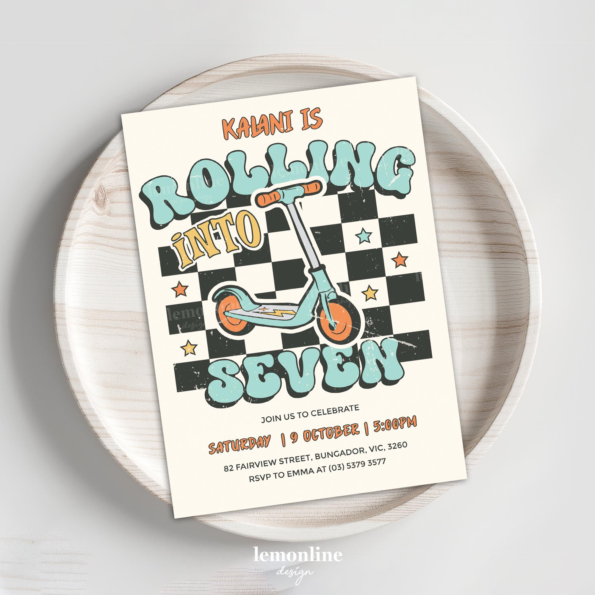 Kick Scooter Birthday Invitation, Scooter Invitation, Scooter Birthday ...