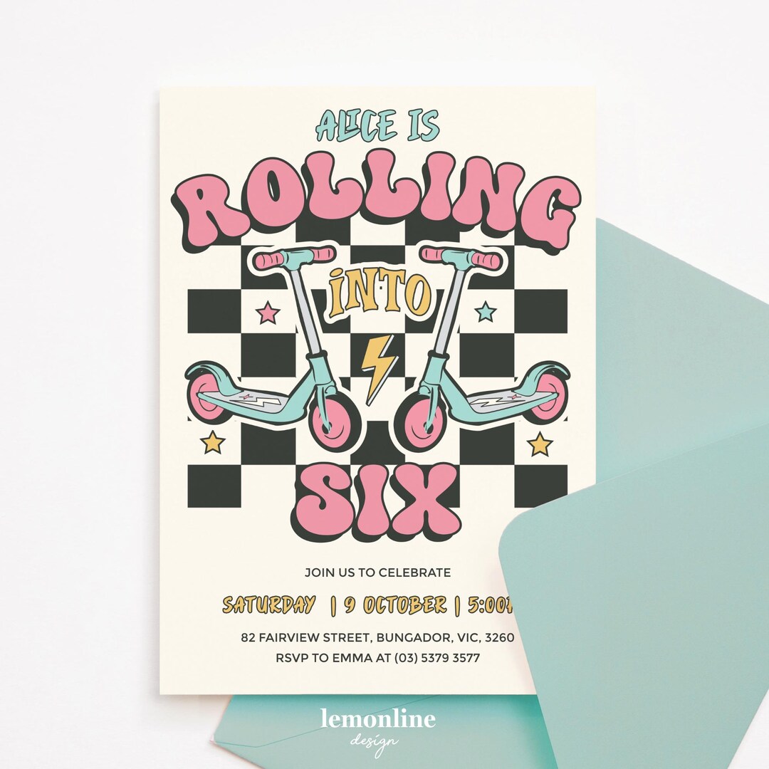 Kick Scooter Birthday Invitation, Scooter Invitation, Scooter Birthday ...